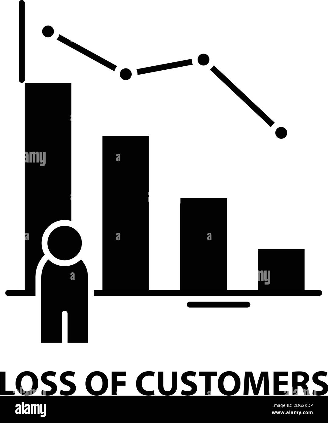 loss of customers icon, black vector sign with editable strokes ...