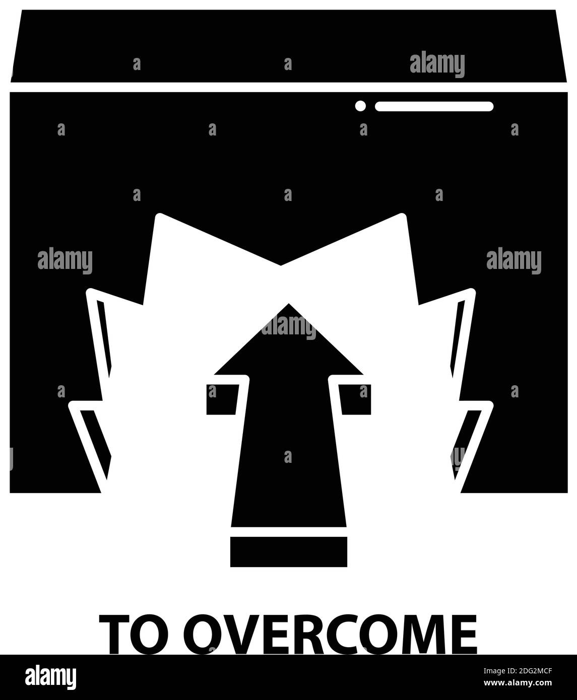 to overcome icon, black vector sign with editable strokes, concept ...