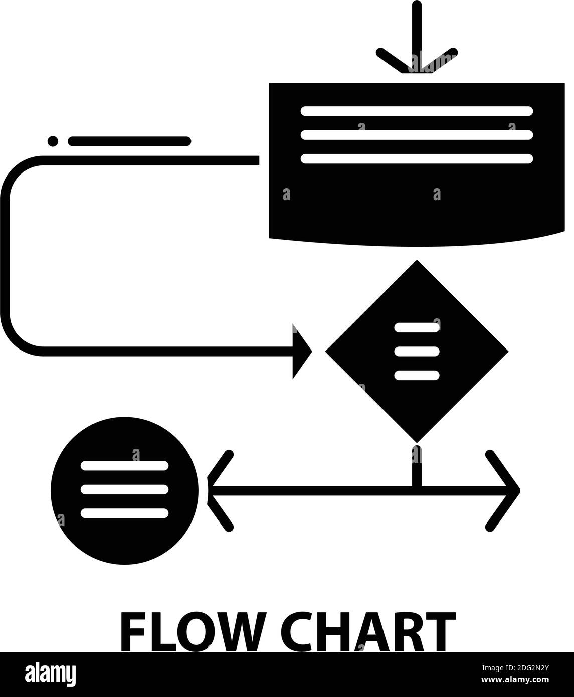 flow chart icon, black vector sign with editable strokes, concept ...