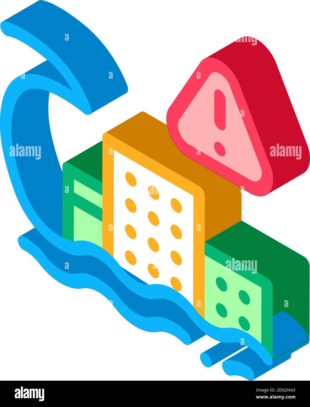 tsunami flood city isometric icon vector illustration Stock Vector ...