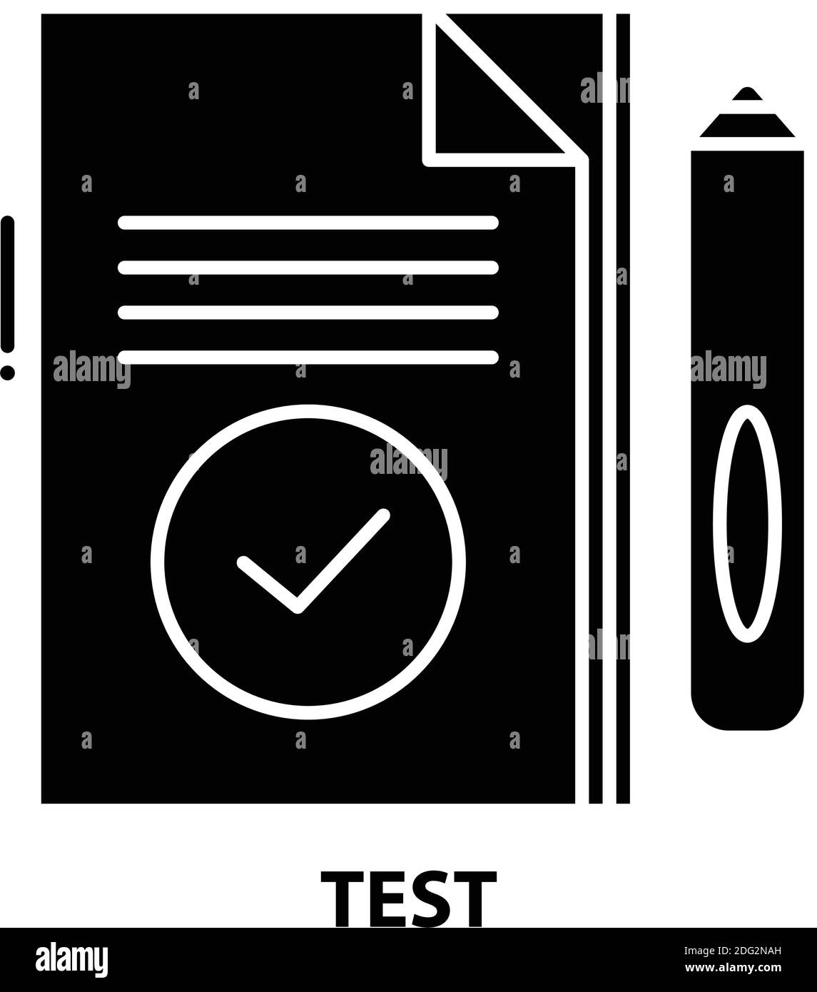 test icon, black vector sign with editable strokes, concept ...