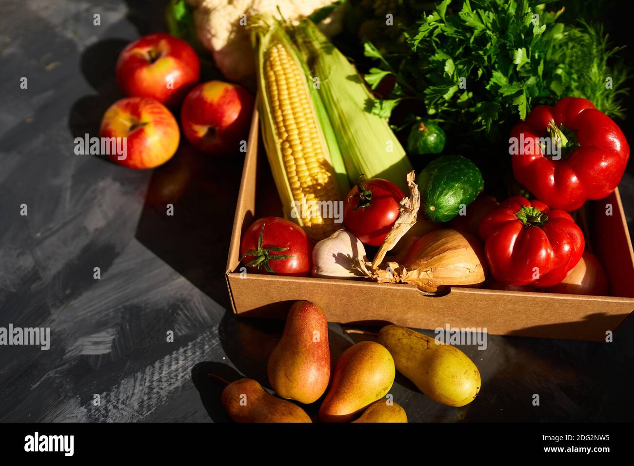 Fresh organic fruits and vegetables. Healthy nutrition Stock Photo - Alamy