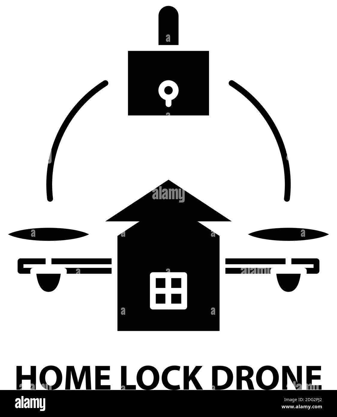 home lock drone icon, black vector sign with editable strokes, concept ...