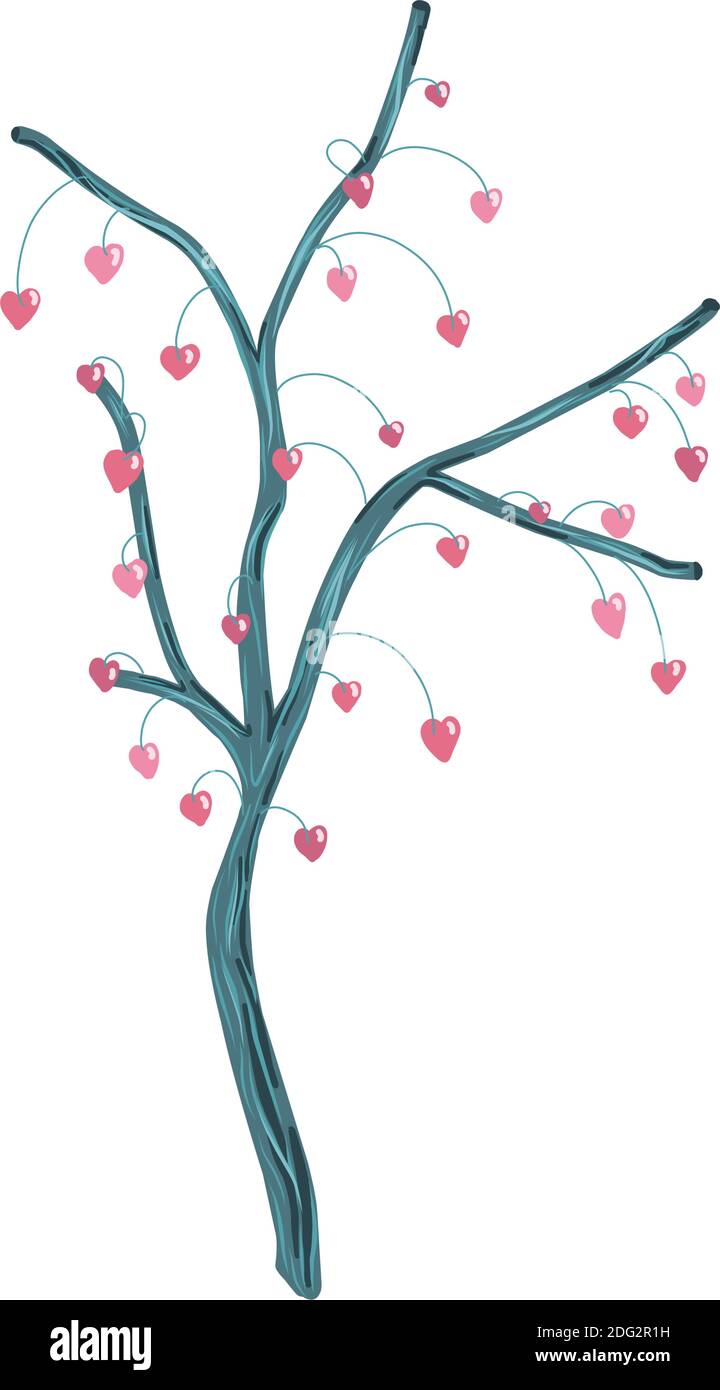 Colorful tree with hearts in beautiful style on white background ...