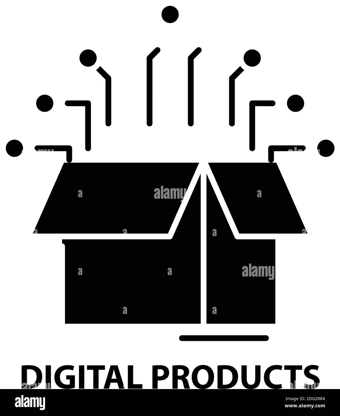 digital products icon, black vector sign with editable strokes, concept ...