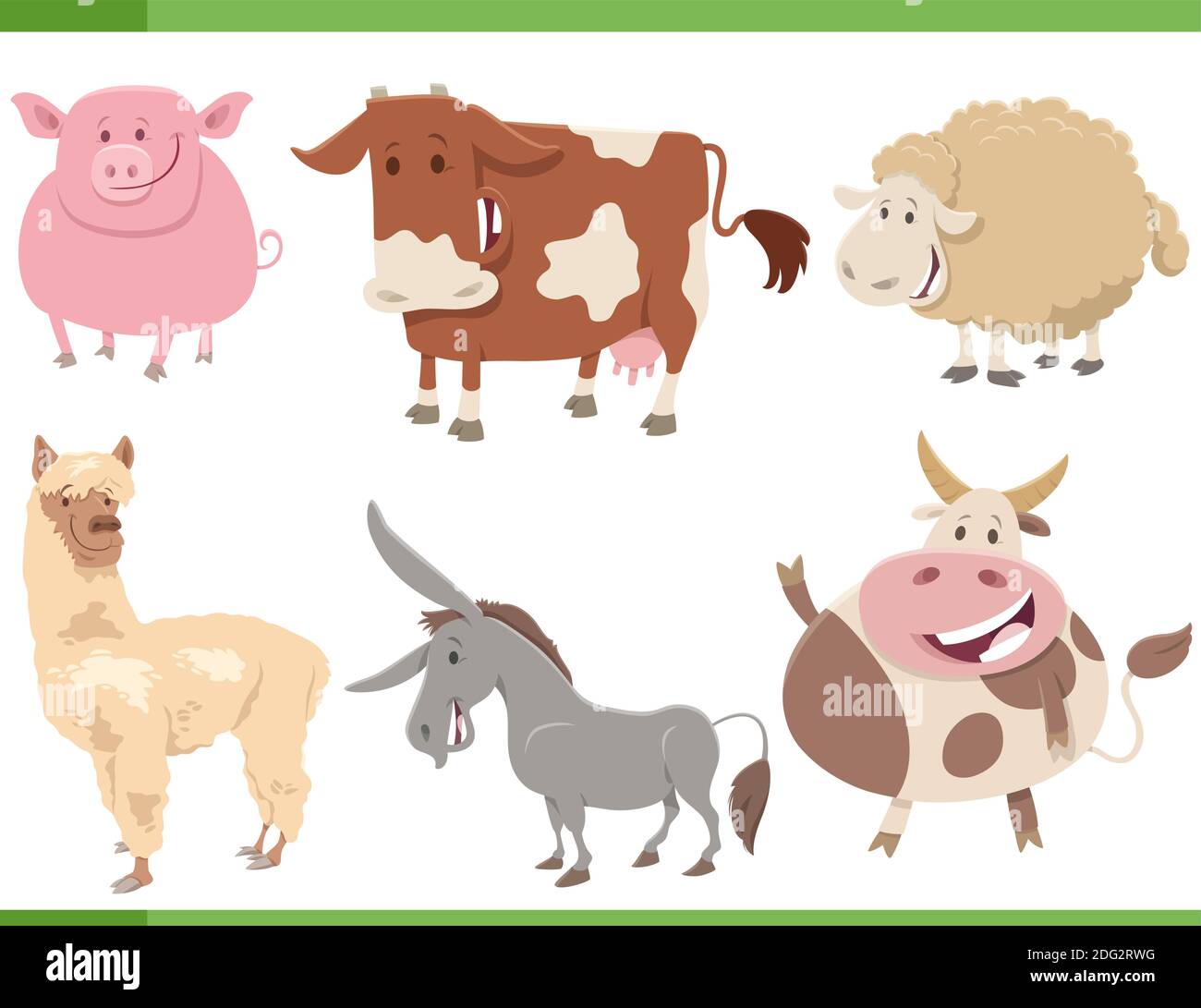 Cartoon illustration of funny farm animals comic characters set Stock ...