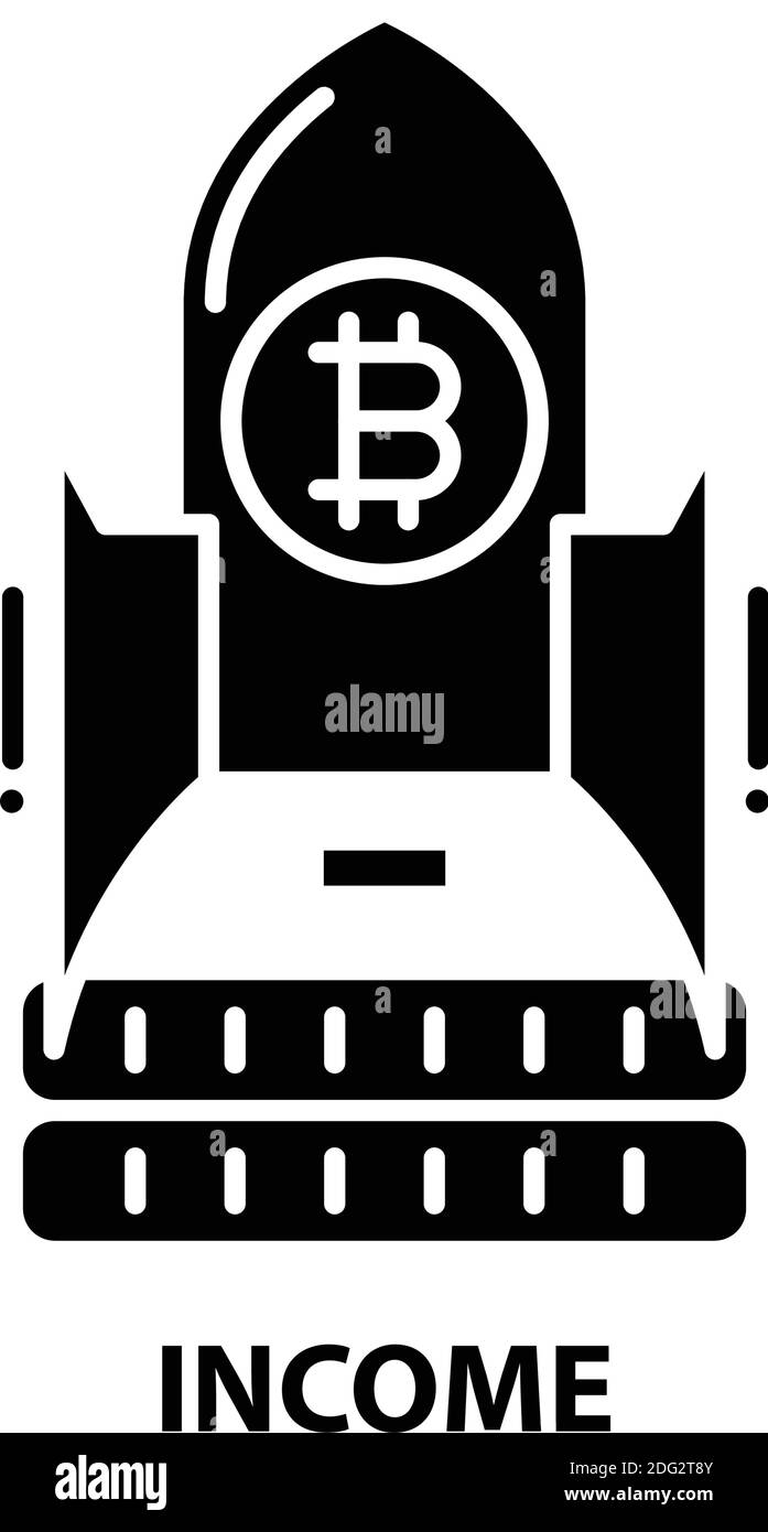 income symbol icon, black vector sign with editable strokes, concept ...