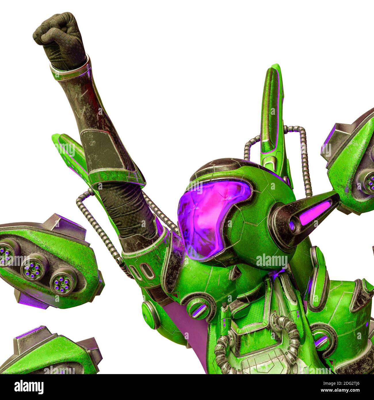 mech girl super hero fly close up, 3d illustration Stock Photo - Alamy