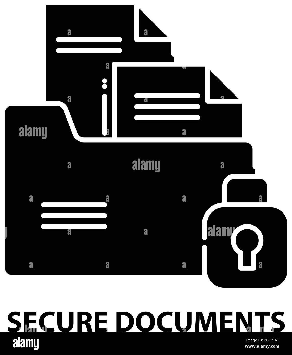 secure documents icon, black vector sign with editable strokes, concept ...