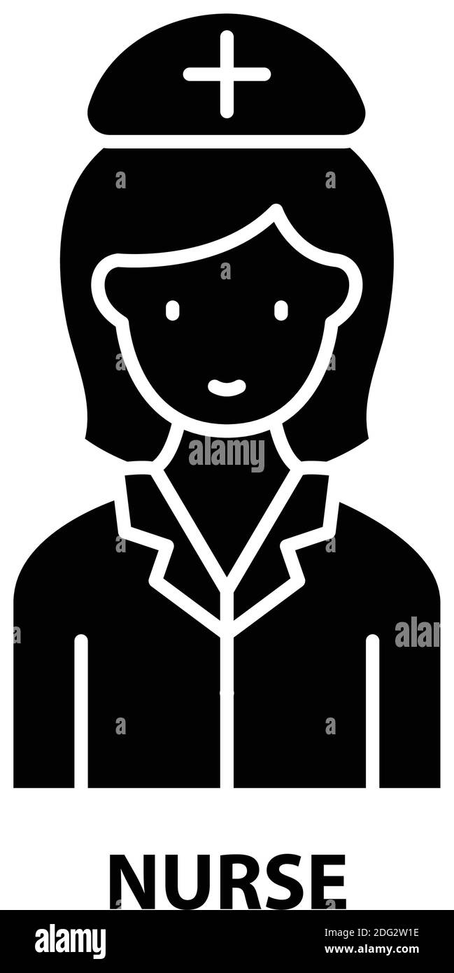 nurse icon, black vector sign with editable strokes, concept ...