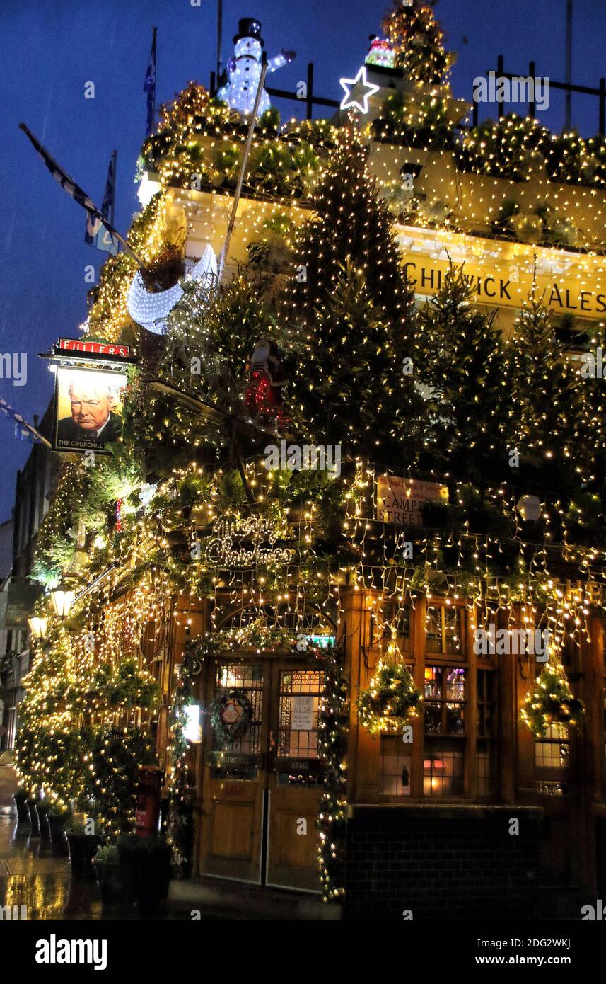 London, UK. Kensington pub The Churchill Arms has made a name for ...