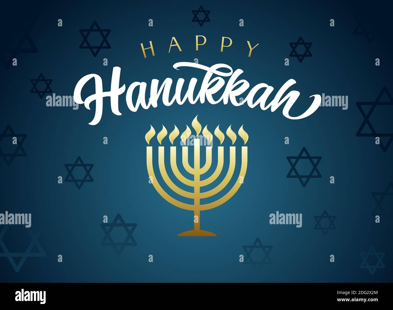 Happy Hanukkah lettering, the Jewish festival of lights with golden ...