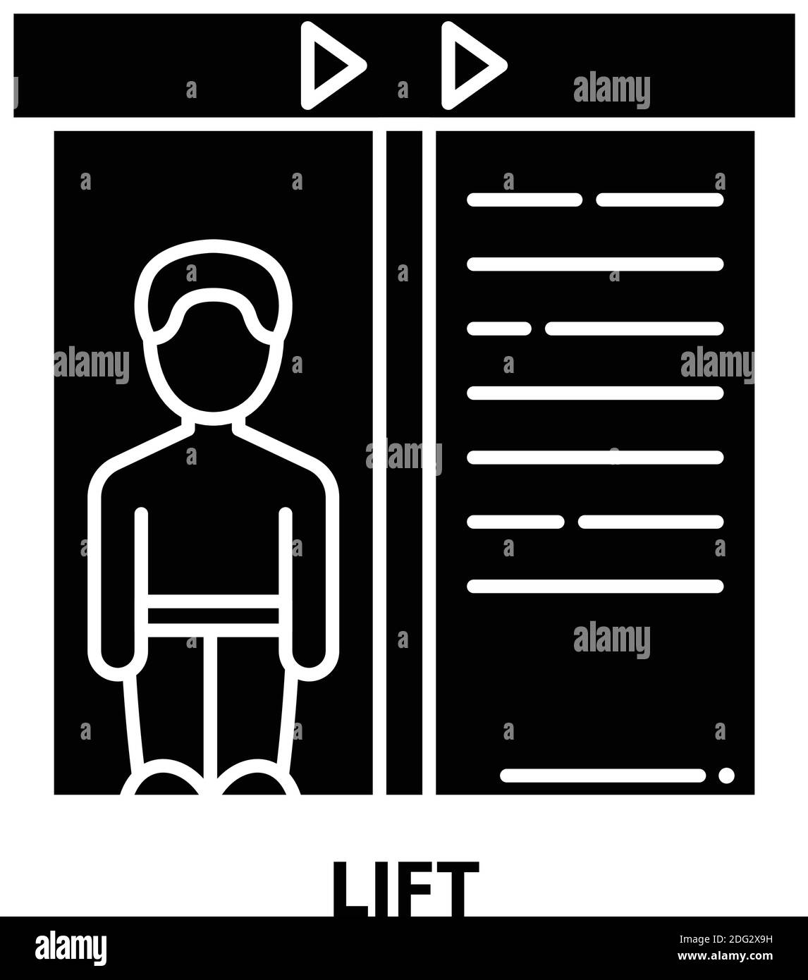 lift icon, black vector sign with editable strokes, concept ...