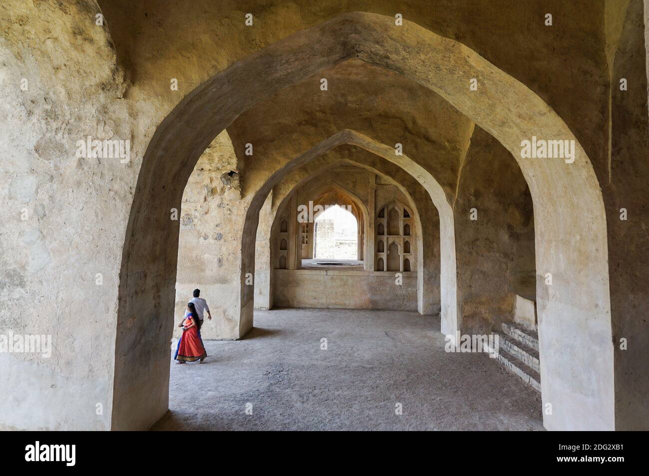 Golkonda fort in Hyderabad India with visitors, great architecture, war ...