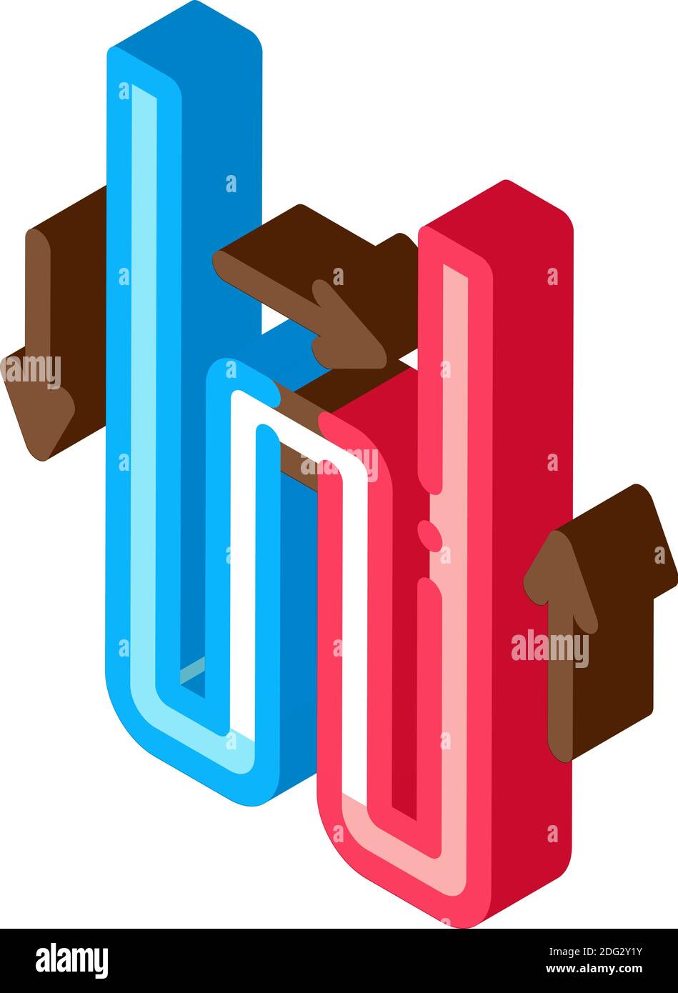 geothermal tube heating equipment isometric icon vector illustration ...
