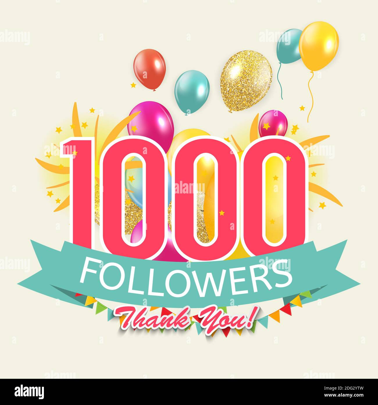 1000 Followers Thank You Background For Social Network Friends