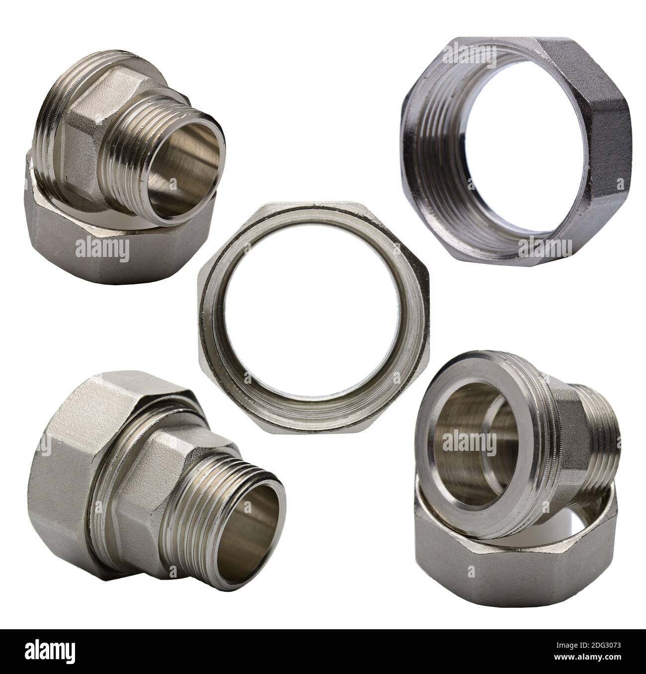 Connecting sleeve its components on a white background Stock Photo - Alamy