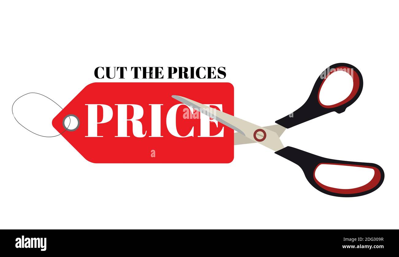 Cut prices Sale and discounts design. Illustration Stock Photo - Alamy