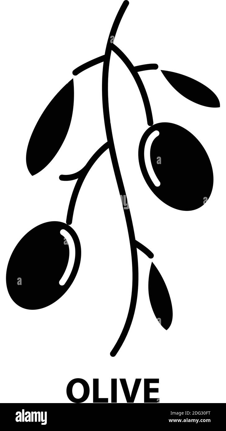 olive icon, black vector sign with editable strokes, concept ...