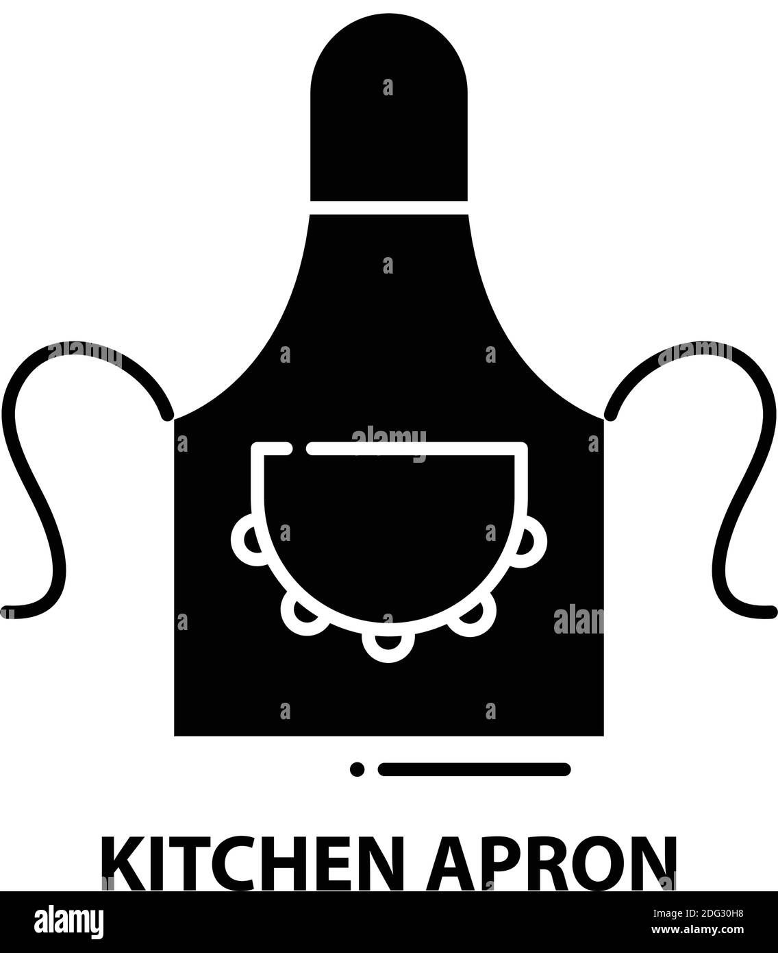 kitchen apron icon, black vector sign with editable strokes, concept ...