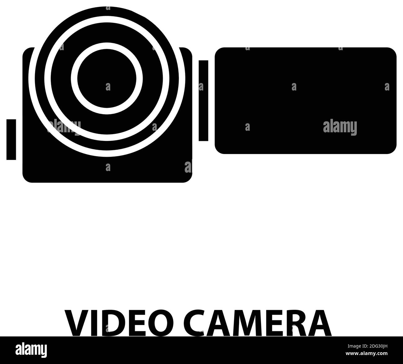 video camera symbol icon, black vector sign with editable strokes ...