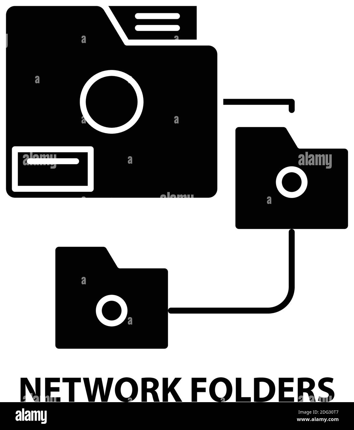 network folders icon, black vector sign with editable strokes, concept ...