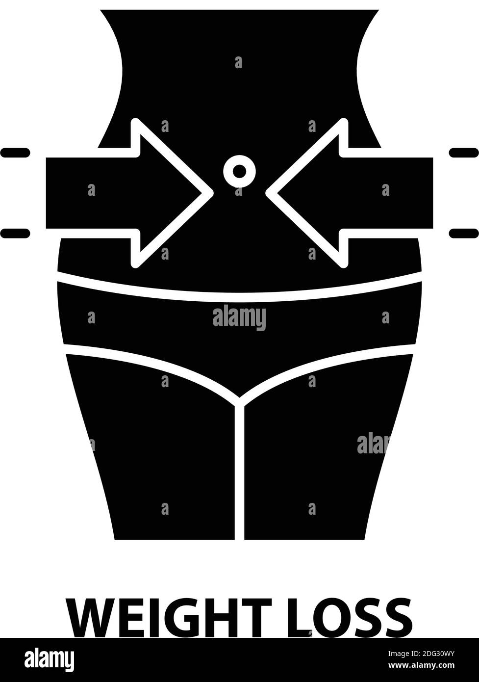 weight loss icon, black vector sign with editable strokes, concept ...