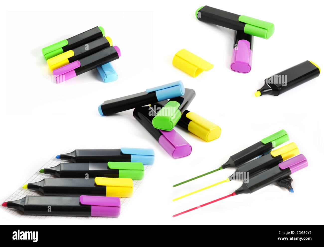 Group of color markers on a light background (file contains clipping ...
