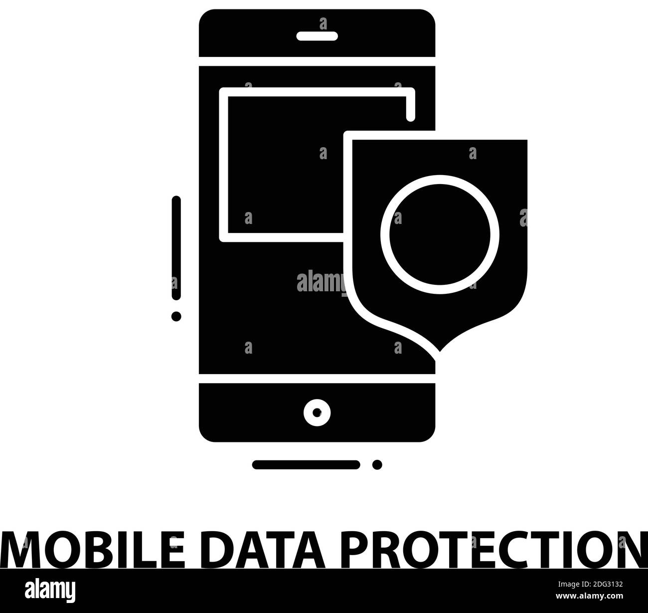 mobile data protection icon, black vector sign with editable strokes ...