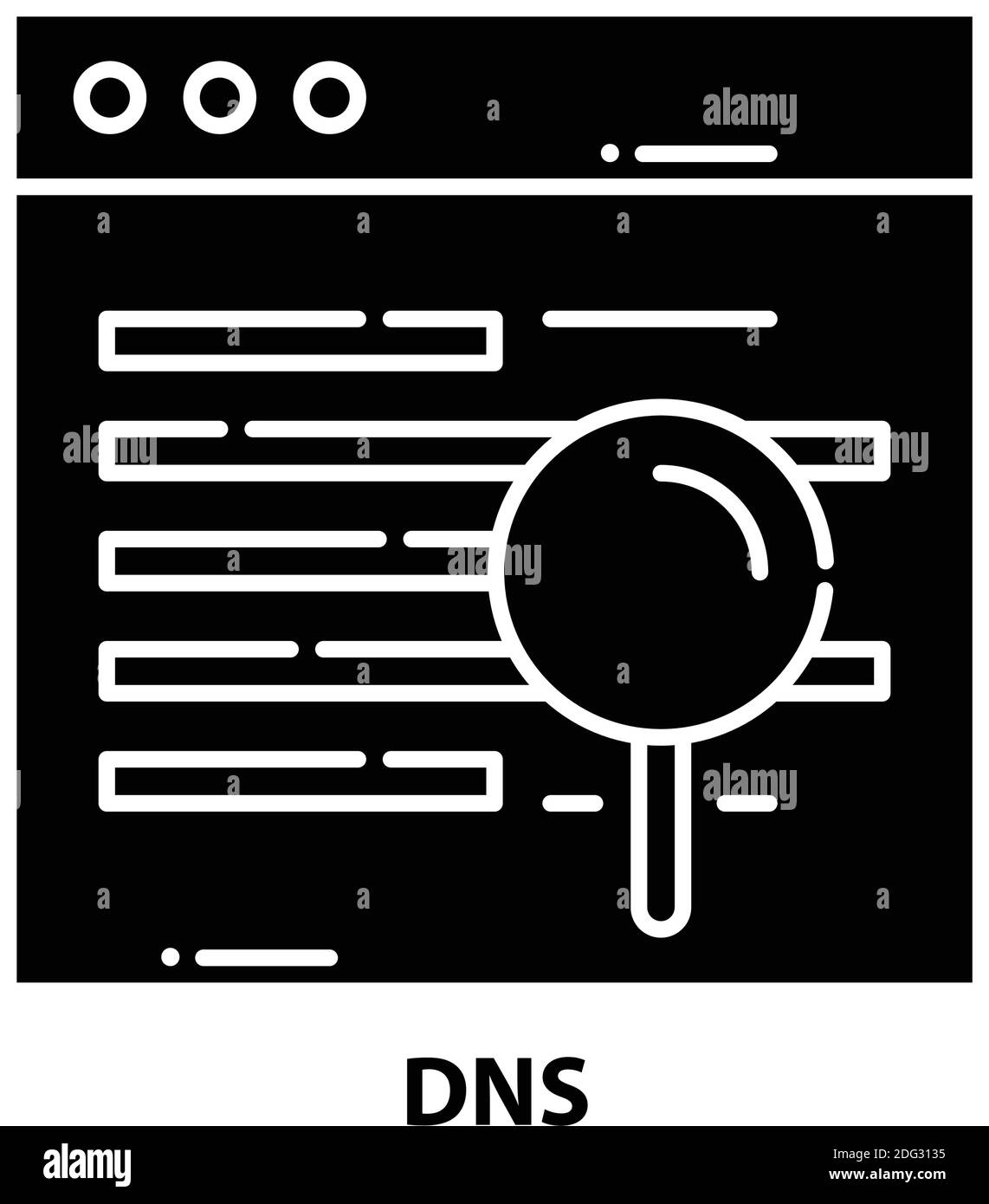 dns icon, black vector sign with editable strokes, concept illustration ...