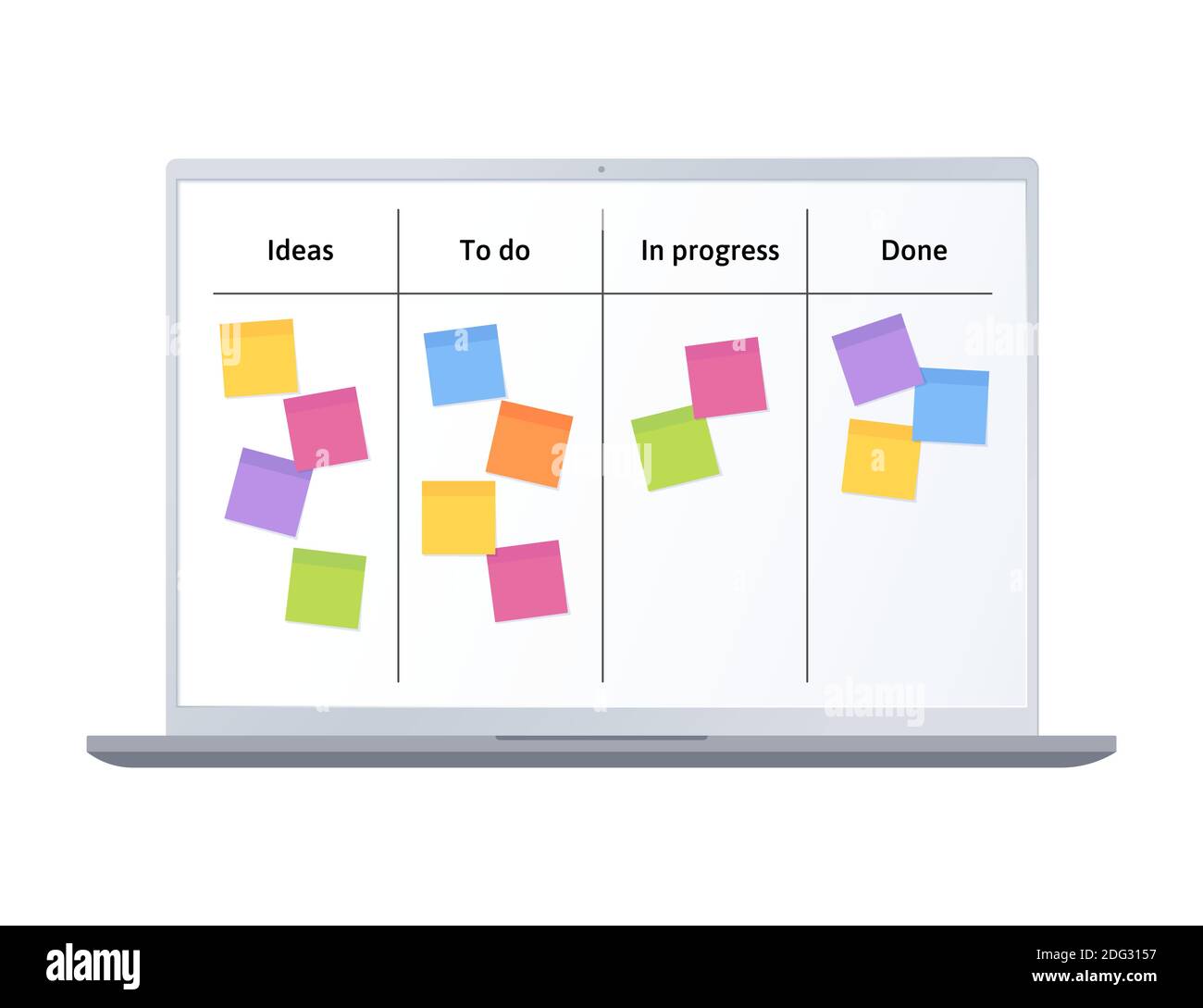 Kanban Board With Blank Sticky Note Papers For Writing Task Agile