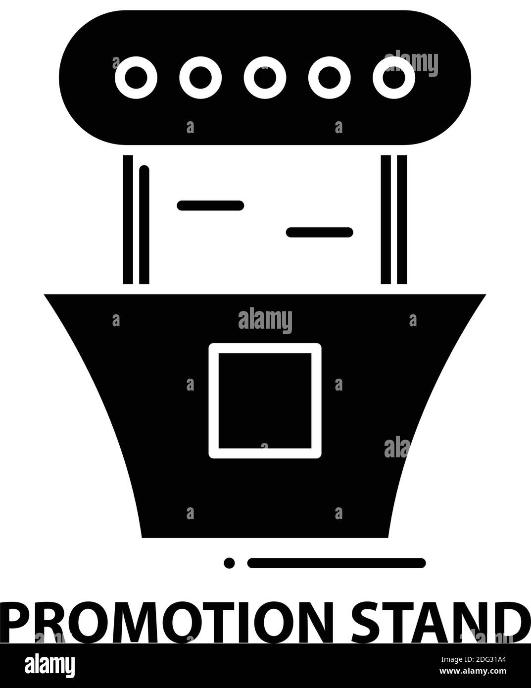 promotion stand icon, black vector sign with editable strokes, concept ...