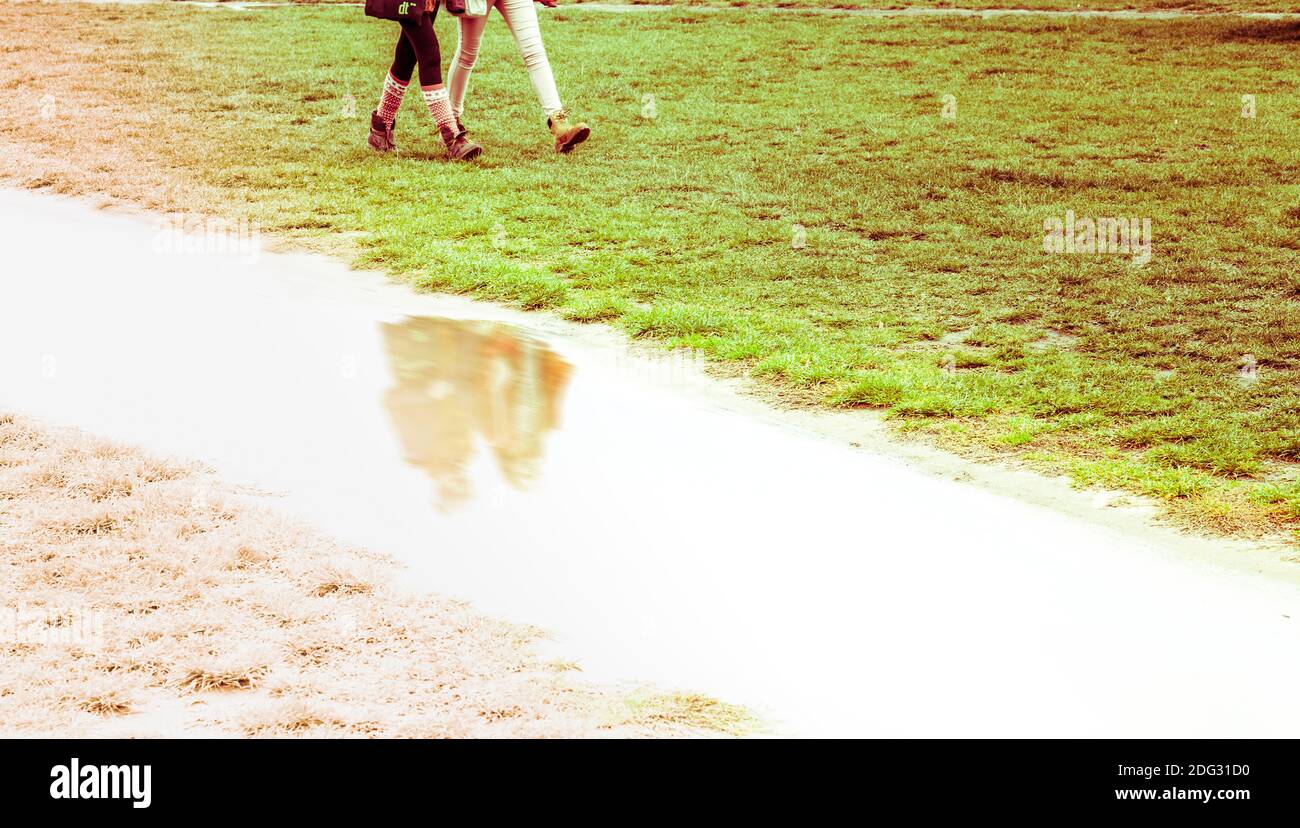Adjacent to the puddle Stock Photo - Alamy