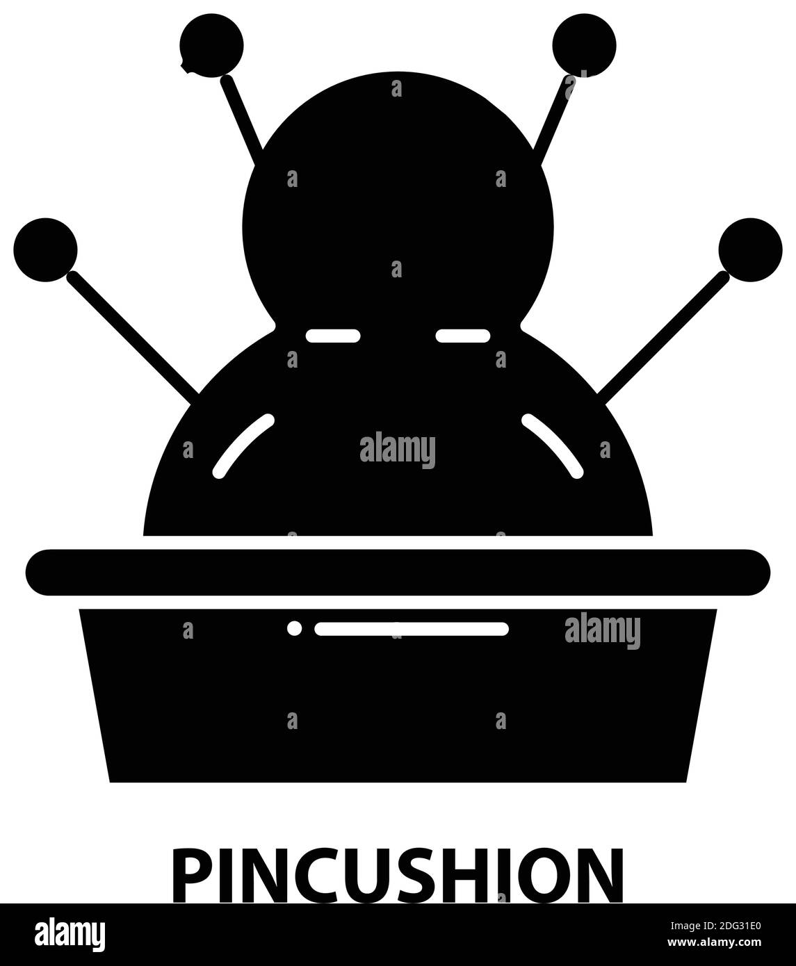 pincushion icon, black vector sign with editable strokes, concept ...