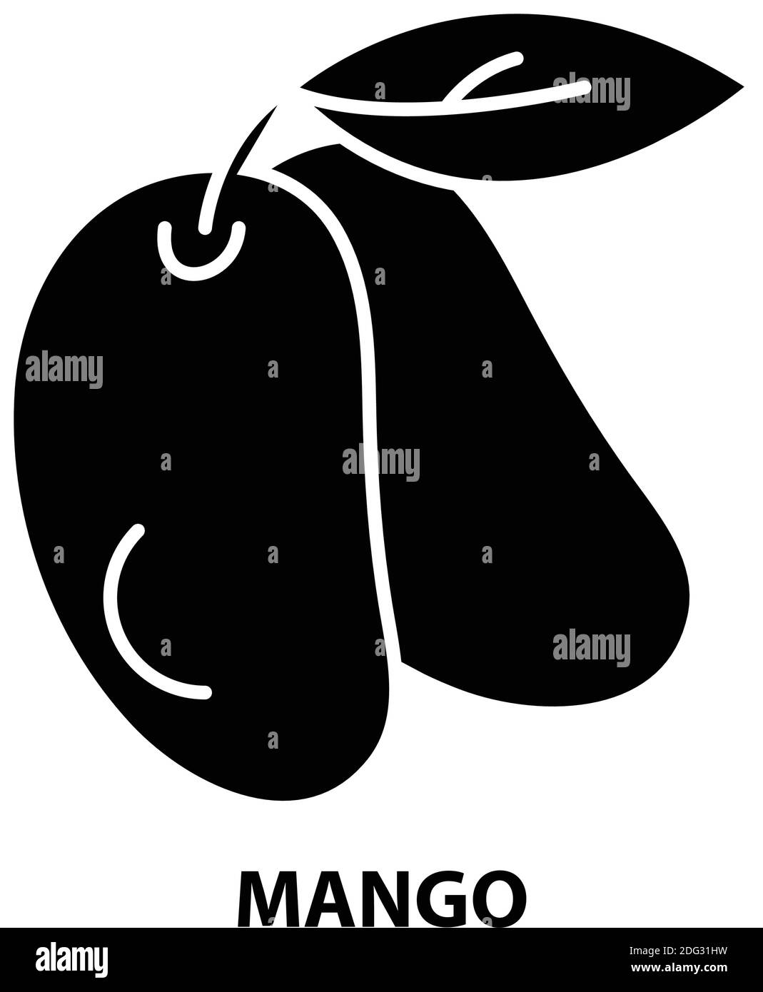 mango icon, black vector sign with editable strokes, concept ...