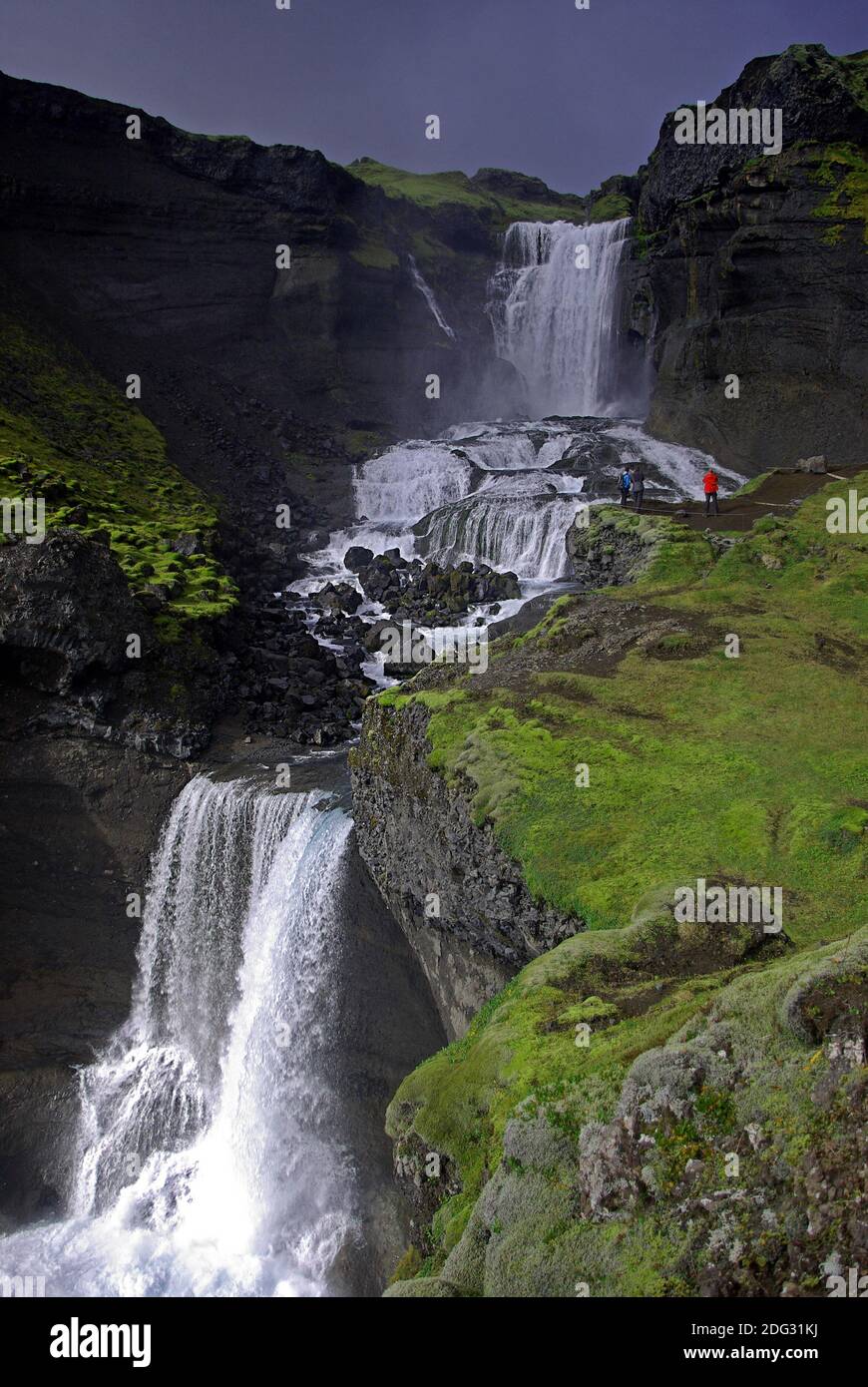 Waterfall in the icelandic interior Stock Photo - Alamy