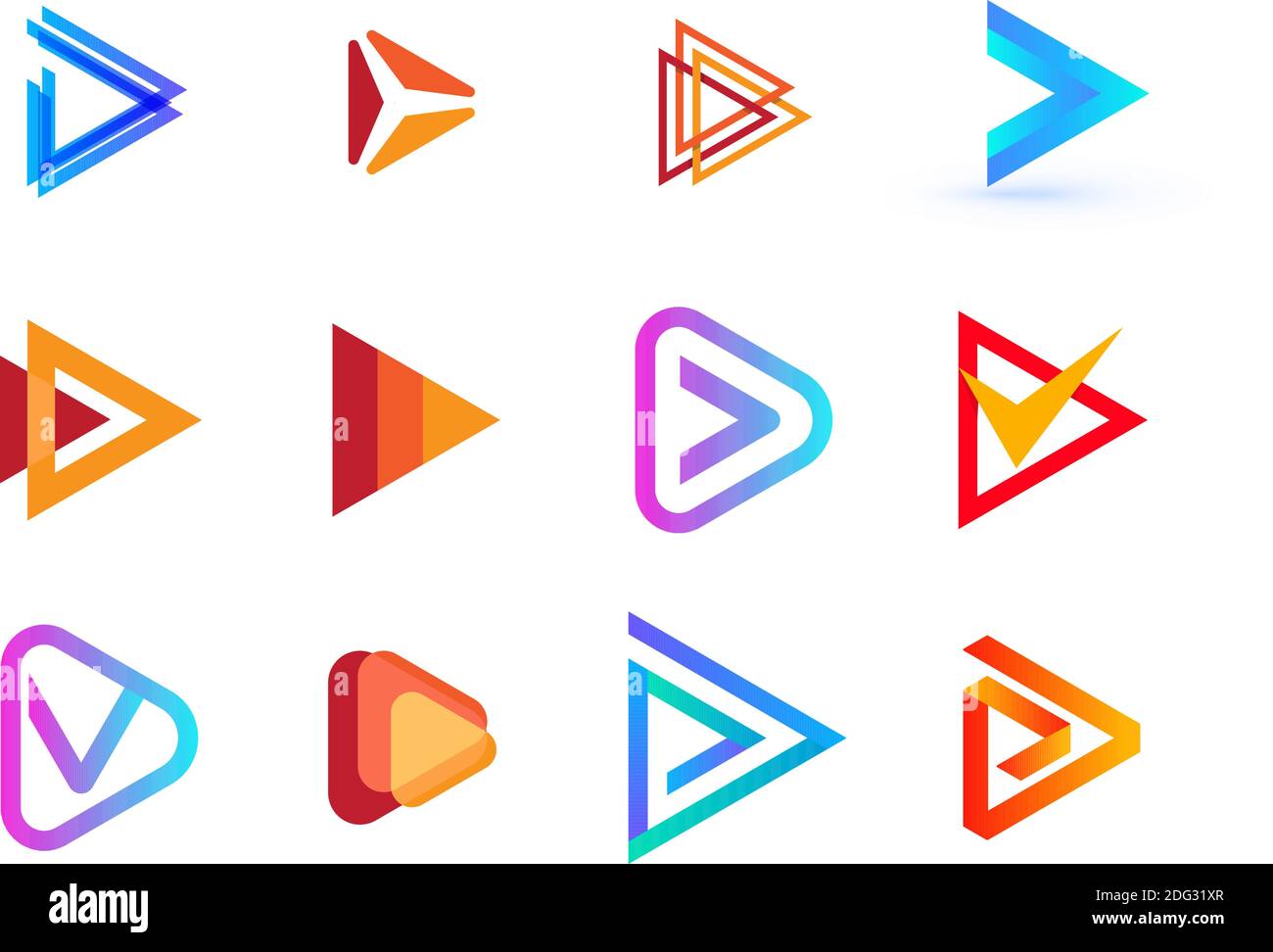 Play button vector creative logo collection. Right arrow signs. Modern ...