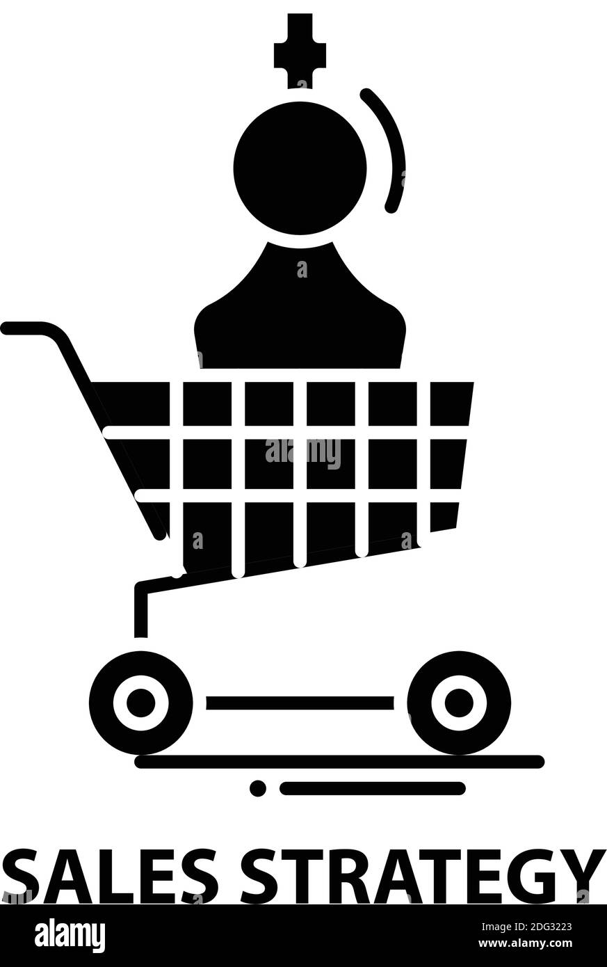 sales strategy icon, black vector sign with editable strokes, concept ...