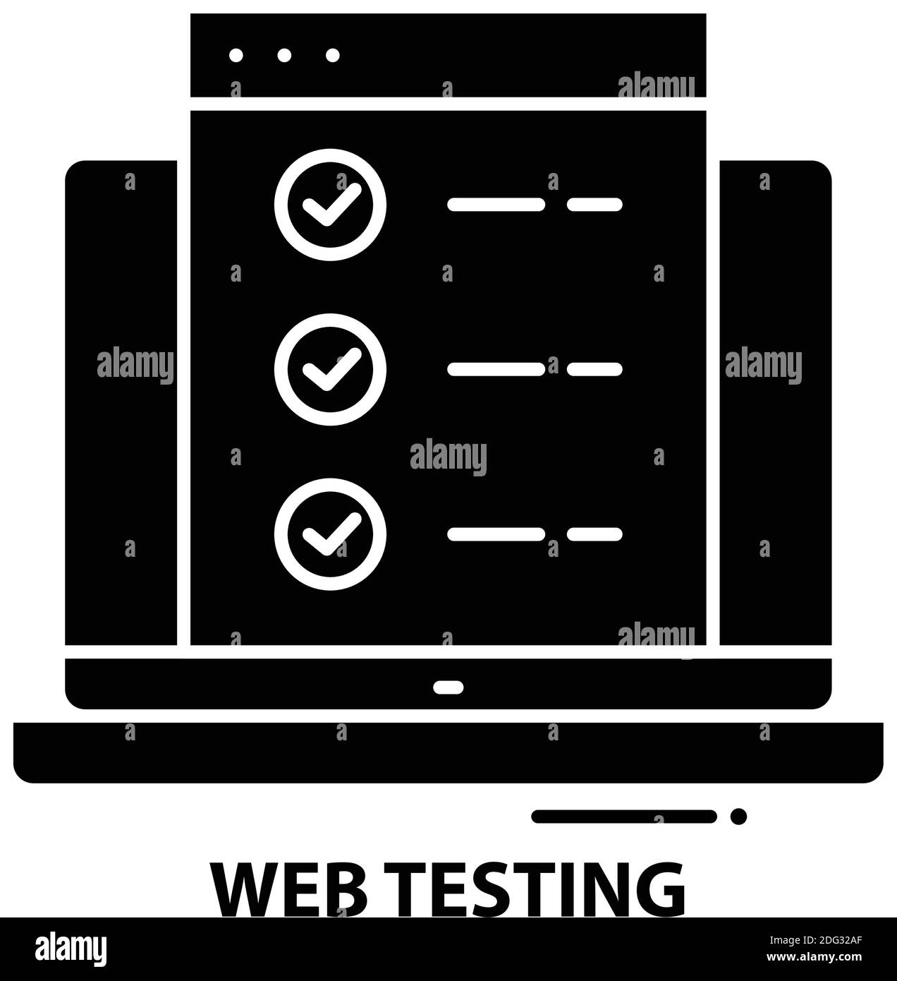 web testing icon, black vector sign with editable strokes, concept ...