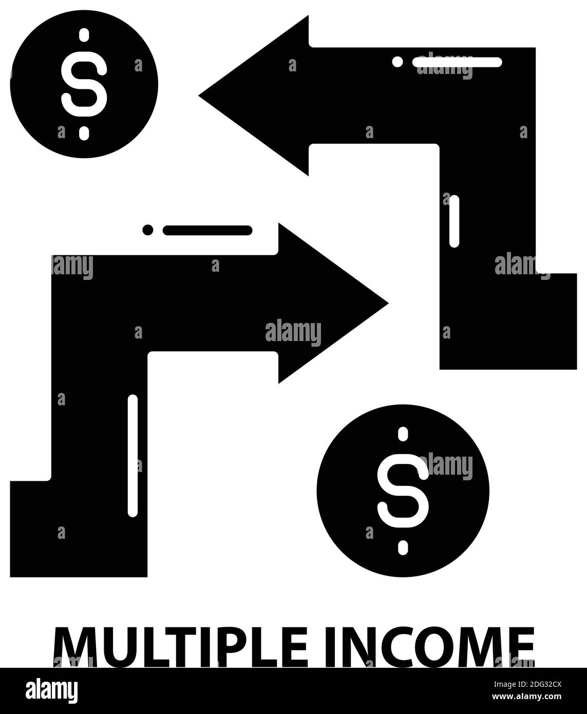 multiple income icon, black vector sign with editable strokes, concept ...