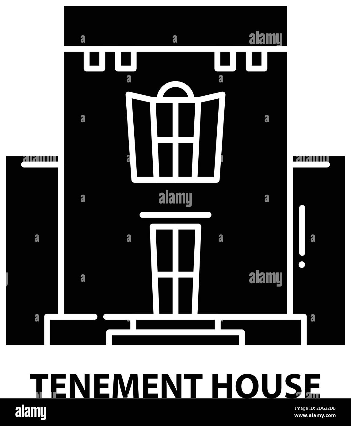 tenement house icon, black vector sign with editable strokes, concept ...