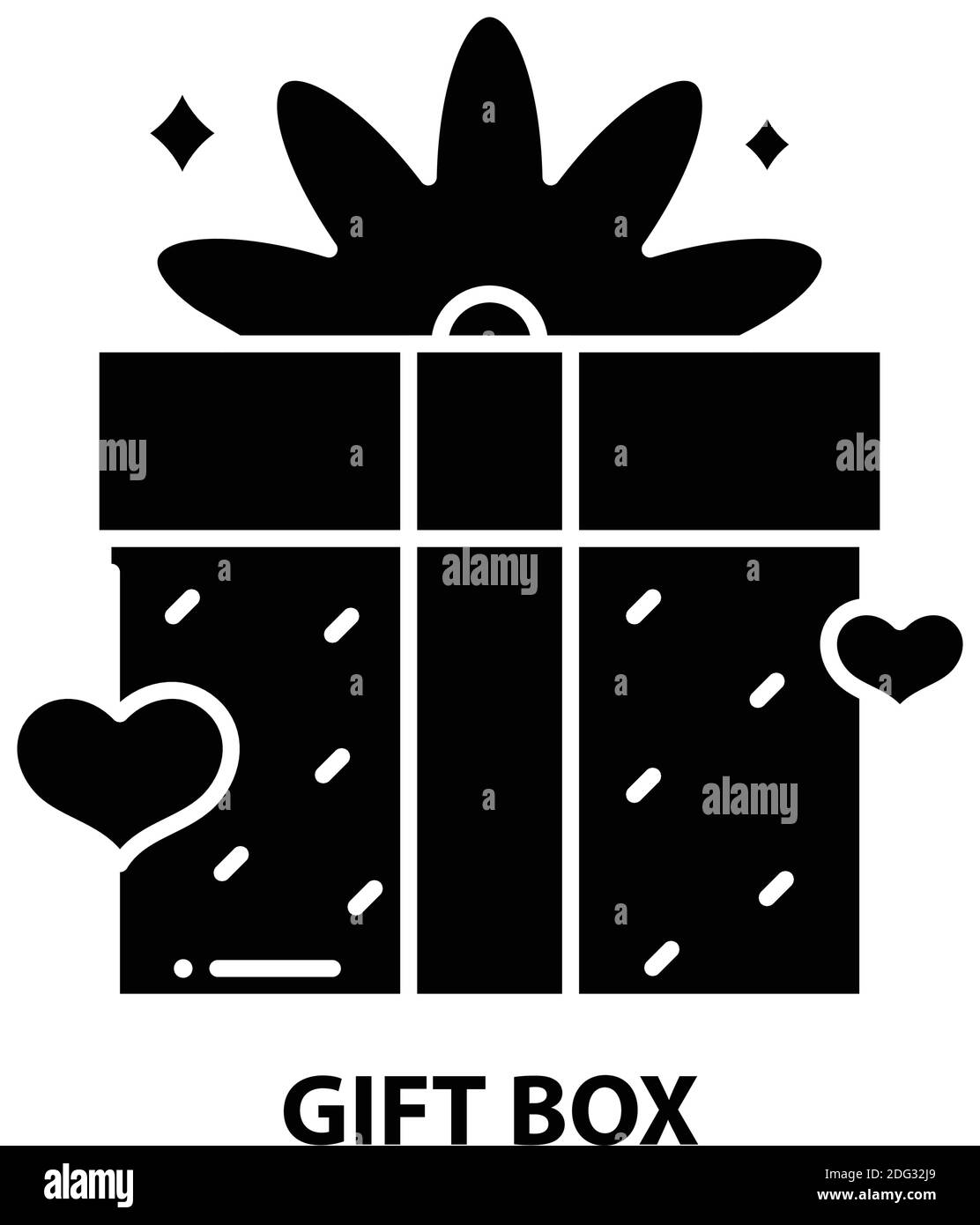 gift box icon, black vector sign with editable strokes, concept ...