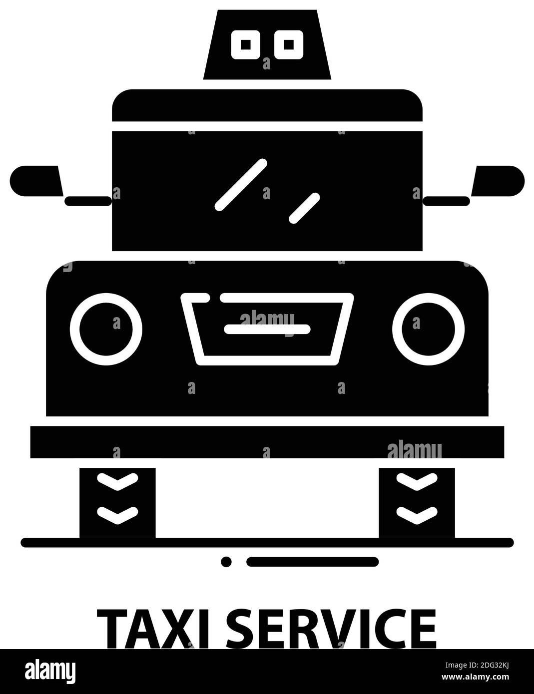 taxi service icon, black vector sign with editable strokes, concept ...