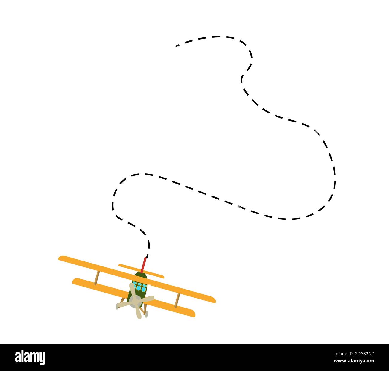 Color model of an old plane with trace of flight. Isolated on white ...