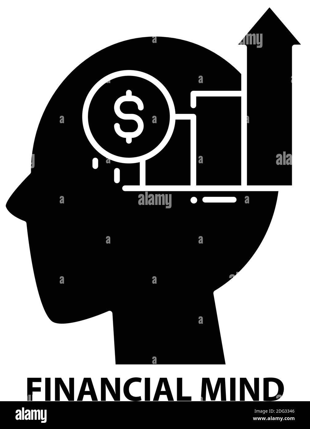 financial mind icon, black vector sign with editable strokes, concept ...