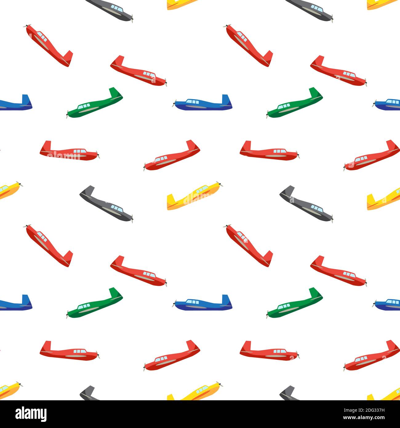 Color model of an old airplane flying in the sky. Seamless pattern ...