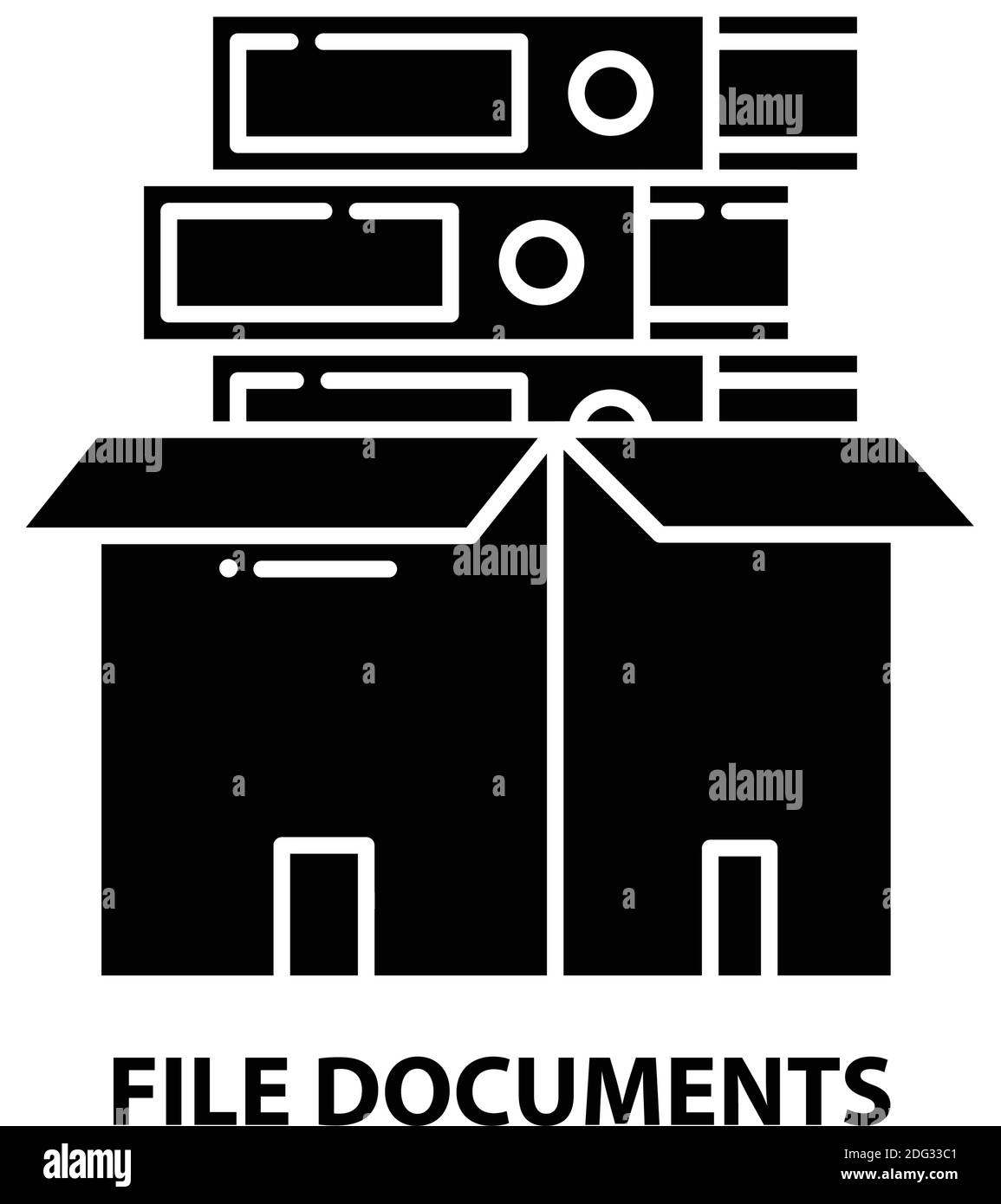 file documents icon, black vector sign with editable strokes, concept ...