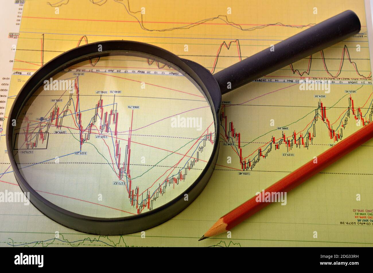 Magnifier and graph hi-res stock photography and images - Alamy