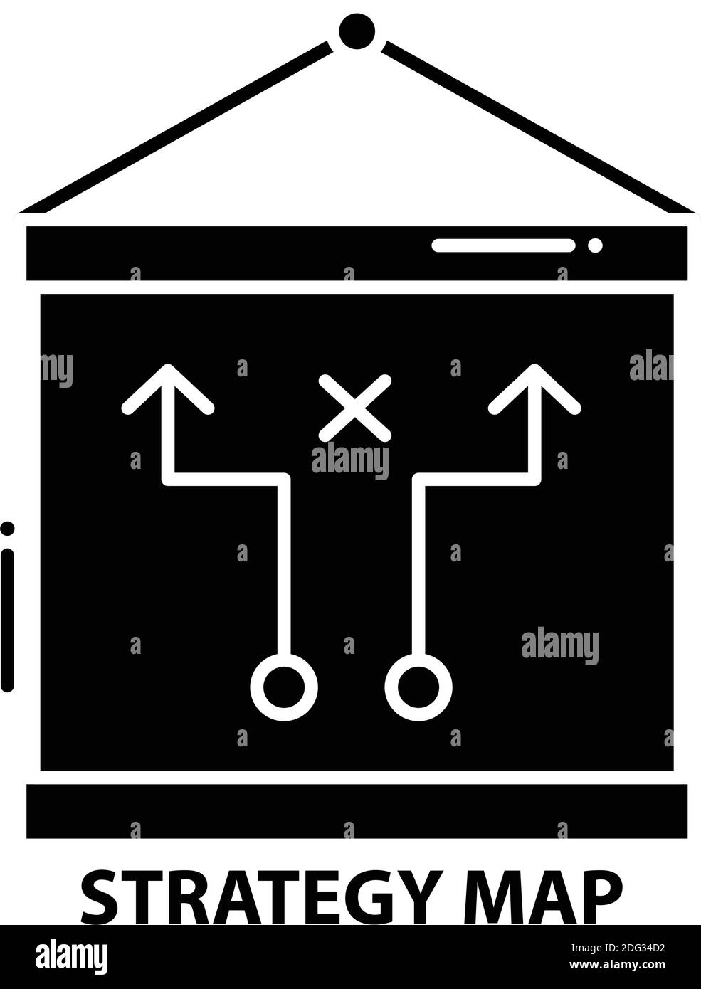 strategy map icon, black vector sign with editable strokes, concept ...