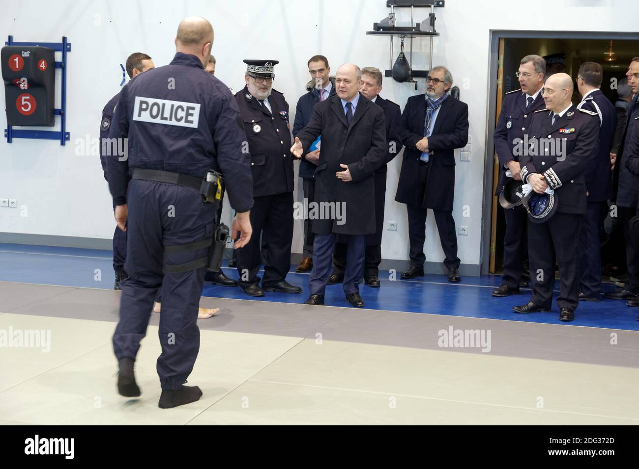 Interior Minister Bruno Le Roux, Police general director Jean-Marc ...